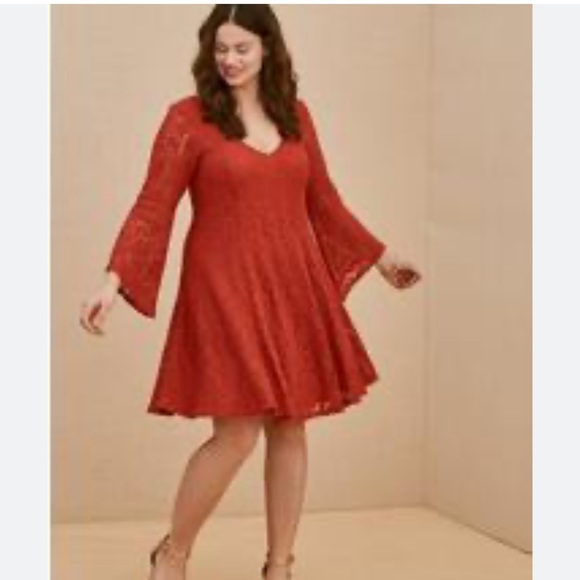 torrid | Dresses | Torrid Lace Bell Sleeve Fluted Mini Dress | Poshmark